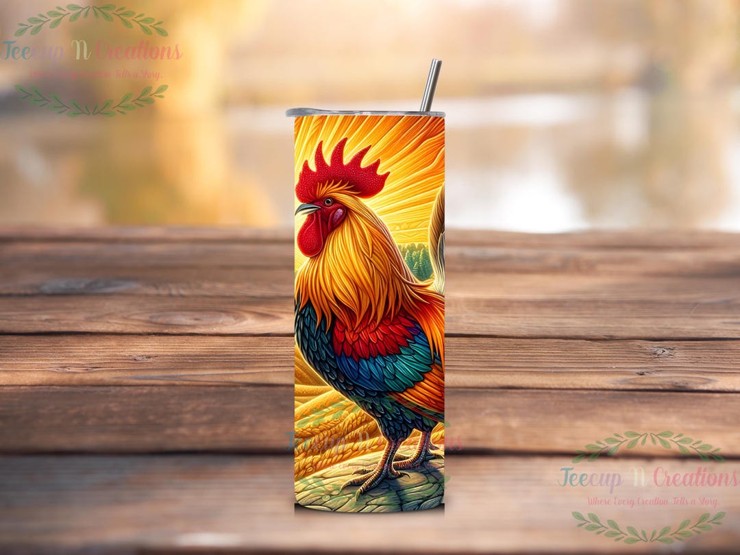 Colorful Rooster Tumbler: Stainless Steel Farmhouse Travel Mug - Etsy