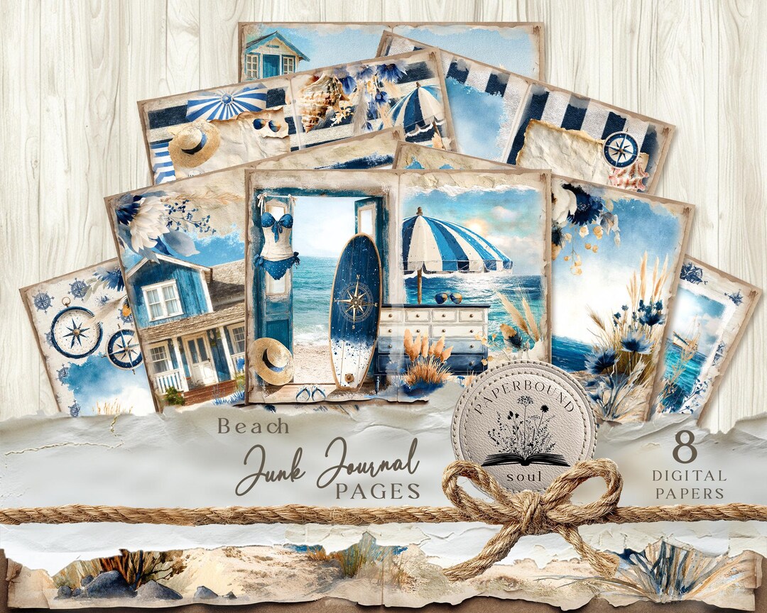 Nautical Beach Junk Journal Pages, Beach Junk Journal, Ocean Journal ...