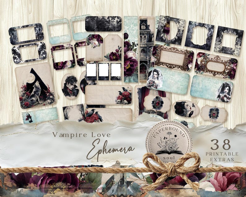 Printable Junk Journal Vampire Papers Digital Halloween Ephemera ...