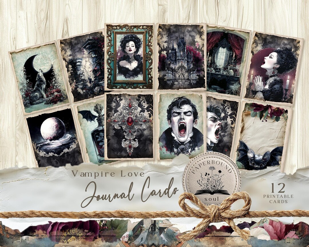 Victorian Vampire Junk Journal Cards, Printable Journal Vampire Papers ...