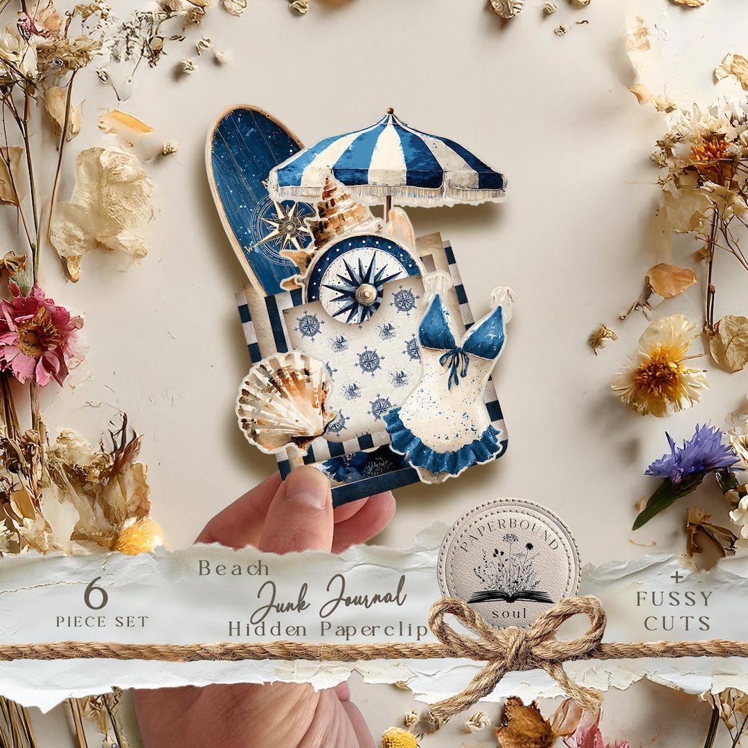 Navy Beach Hidden Paperclip, Nautical Pocket Hidden Paperclips, Printable Hidden Paperclips Kit ...