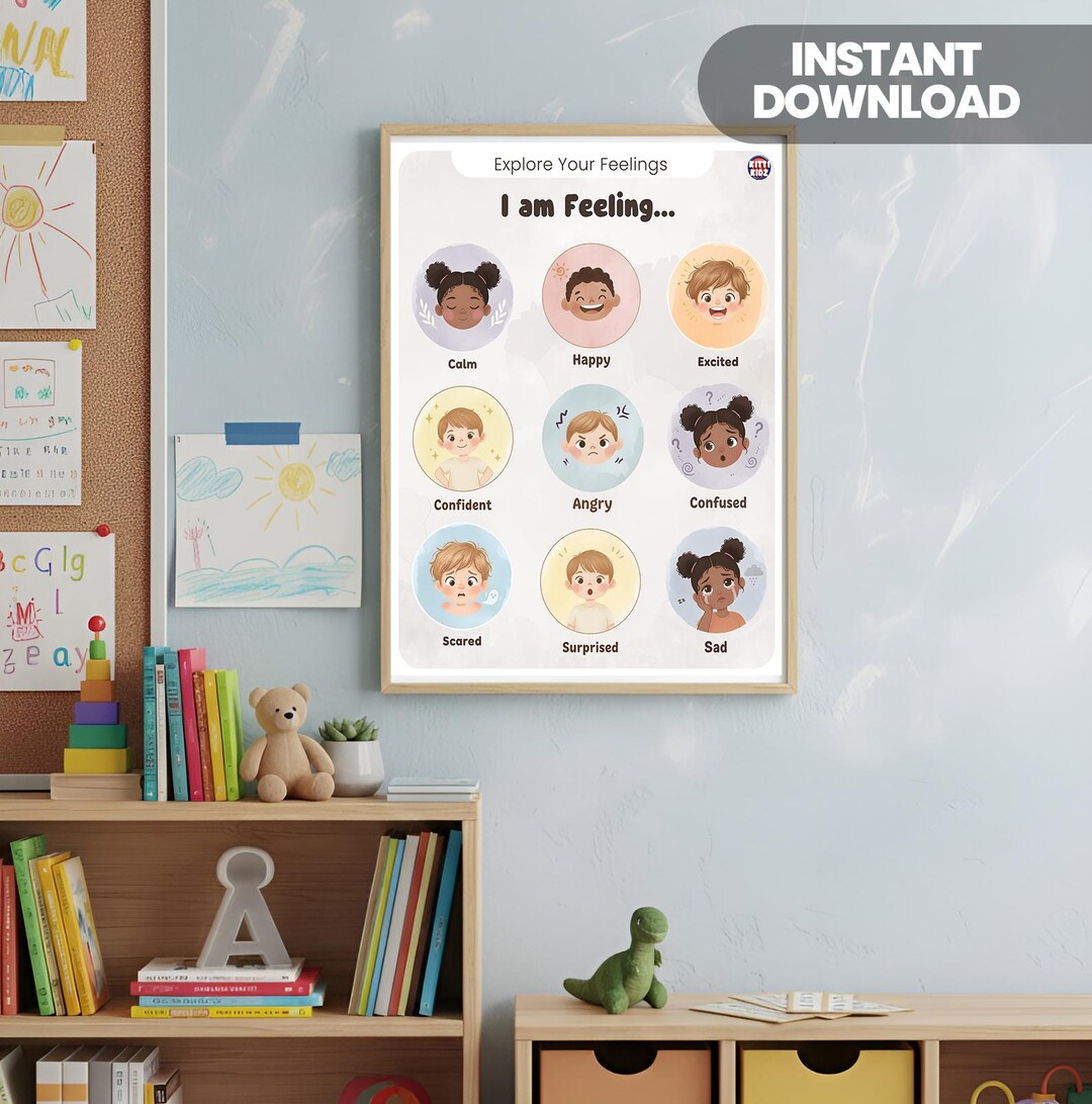 Kids Feelings Chart | Emotions Check-in Poster (digital Download) - Etsy