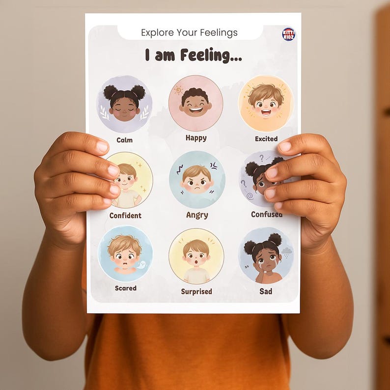Kids Feelings Chart | Emotions Check-in Poster (digital Download) - Etsy