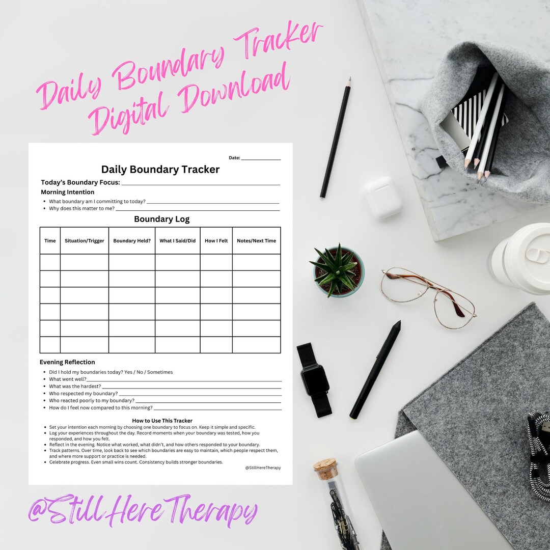 Daily Boundary Tracker | Printable Worksheet (PDF Download) - Etsy