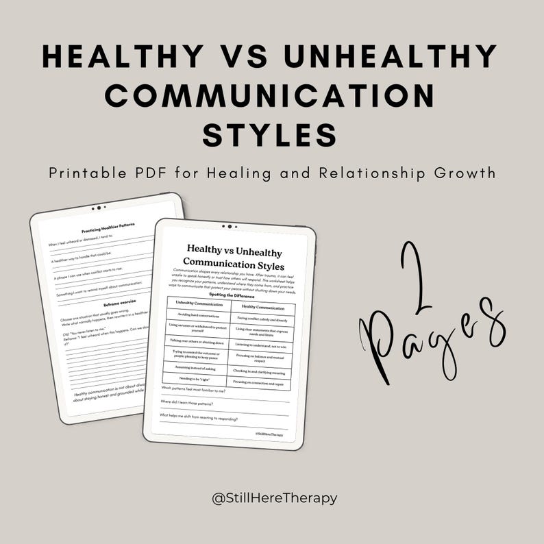 Healthy Vs Unhealthy Communication Styles | 2 Page Printable Worksheet ...