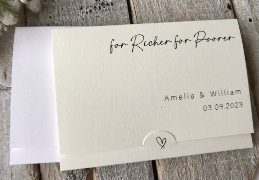60 for Richer for Poorer Personalised White or Ivory Linen Handmade ...