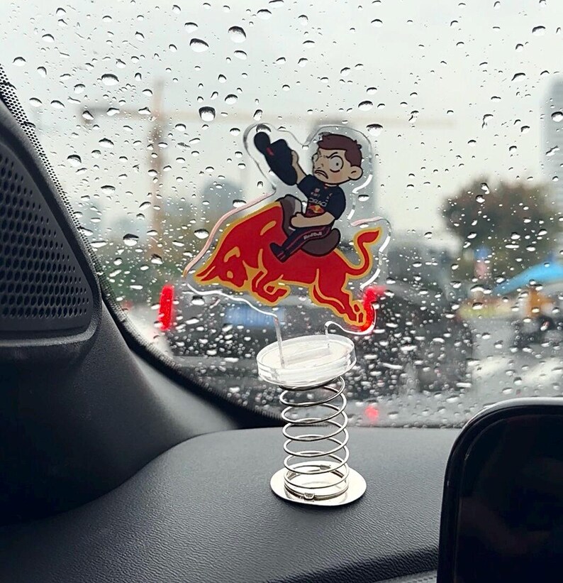 Red Bull Racing Verstappen Bobble Head Keychain | Cartoon F1 ...