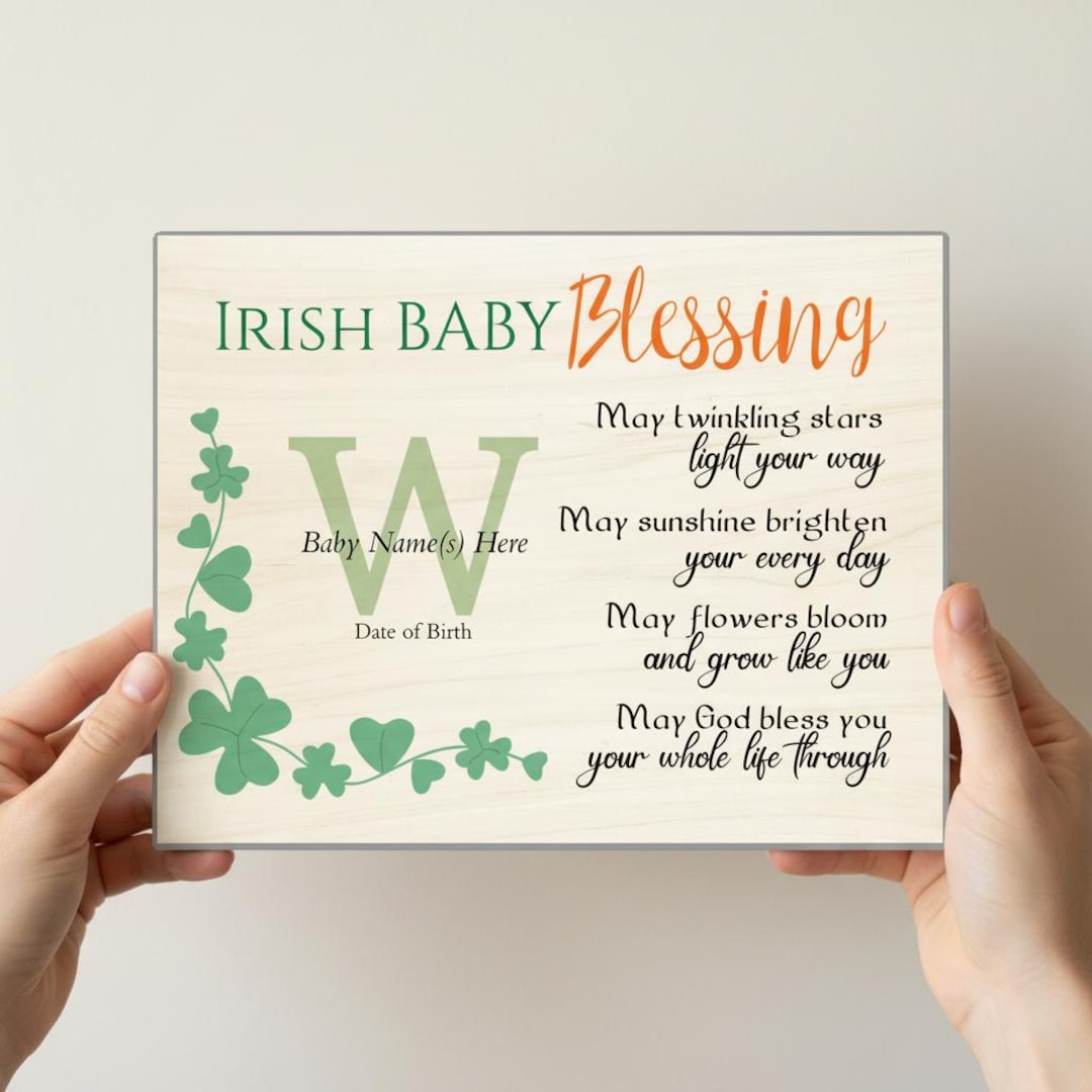 Personalized Irish Baby Blessing Wood Print, New Baby Gift for ...