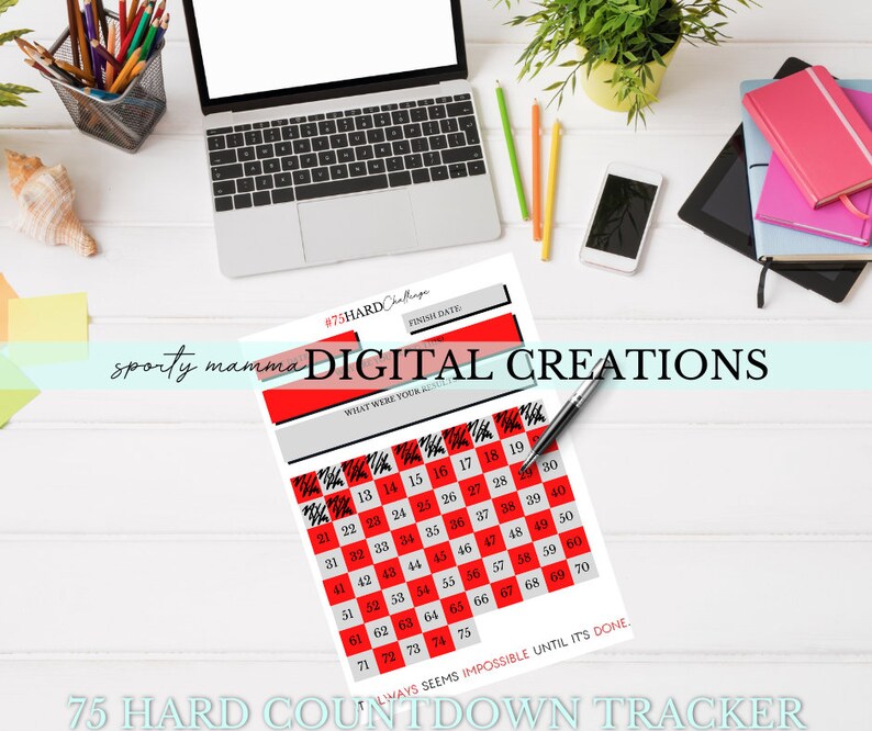 Printable 75 Day Hard Countdown Tracker 75 Day Hard Habit - Etsy