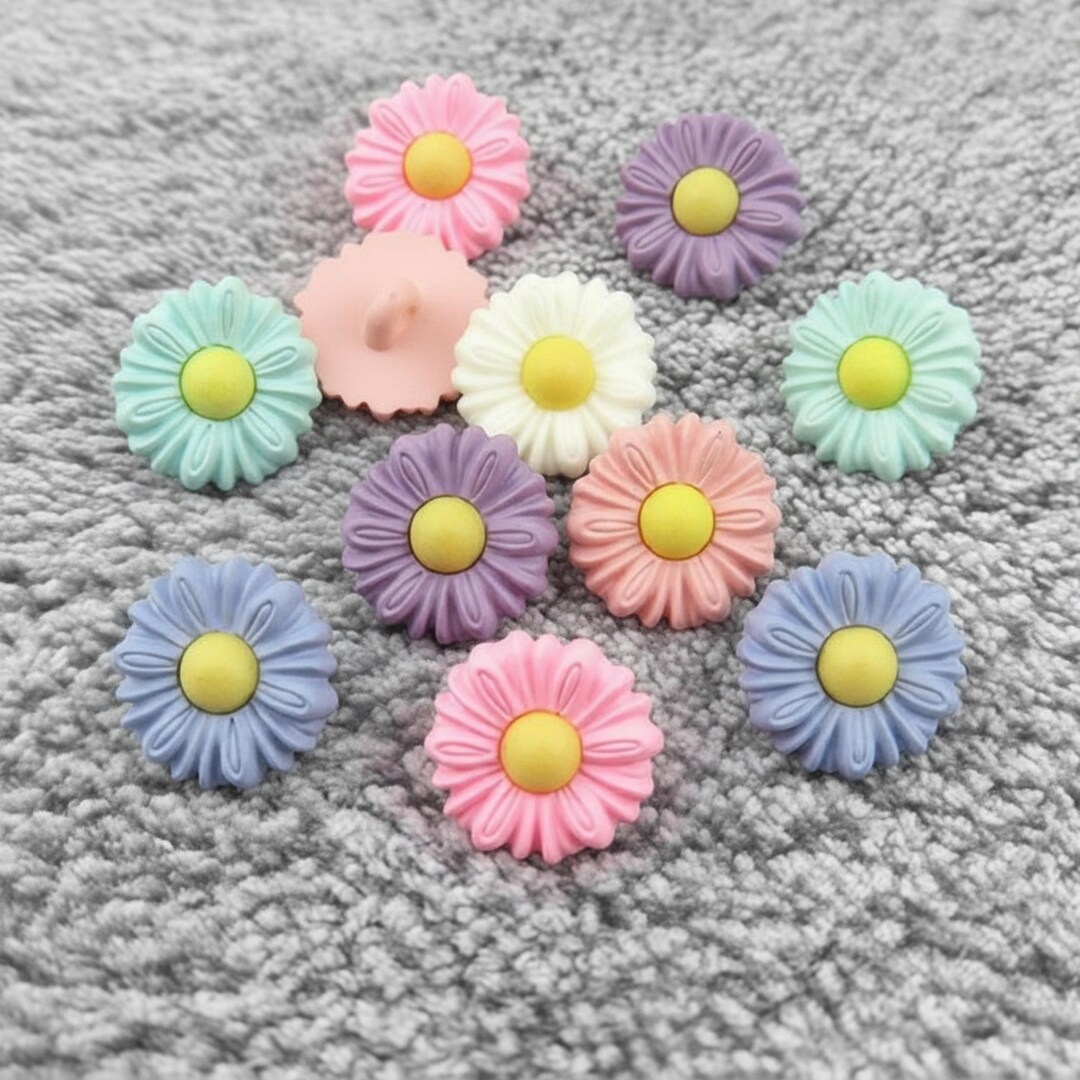 Pastel Daisy Resin Buttons, Colorful Flower Buttons for Sewing Crafts ...