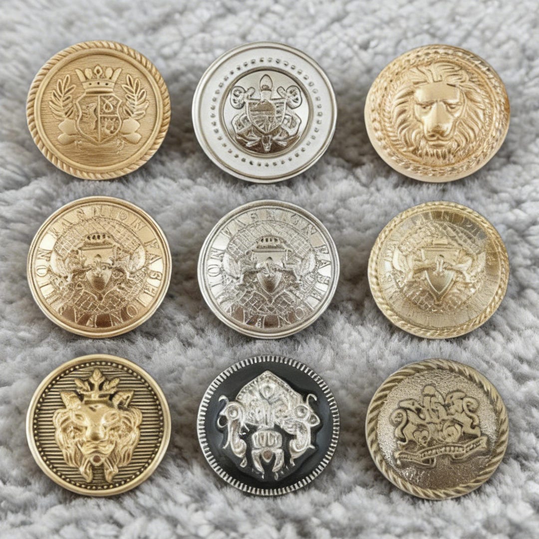 Metal Blazer Buttons , Lion Heraldic Crest Buttons for Suits and Coats ...
