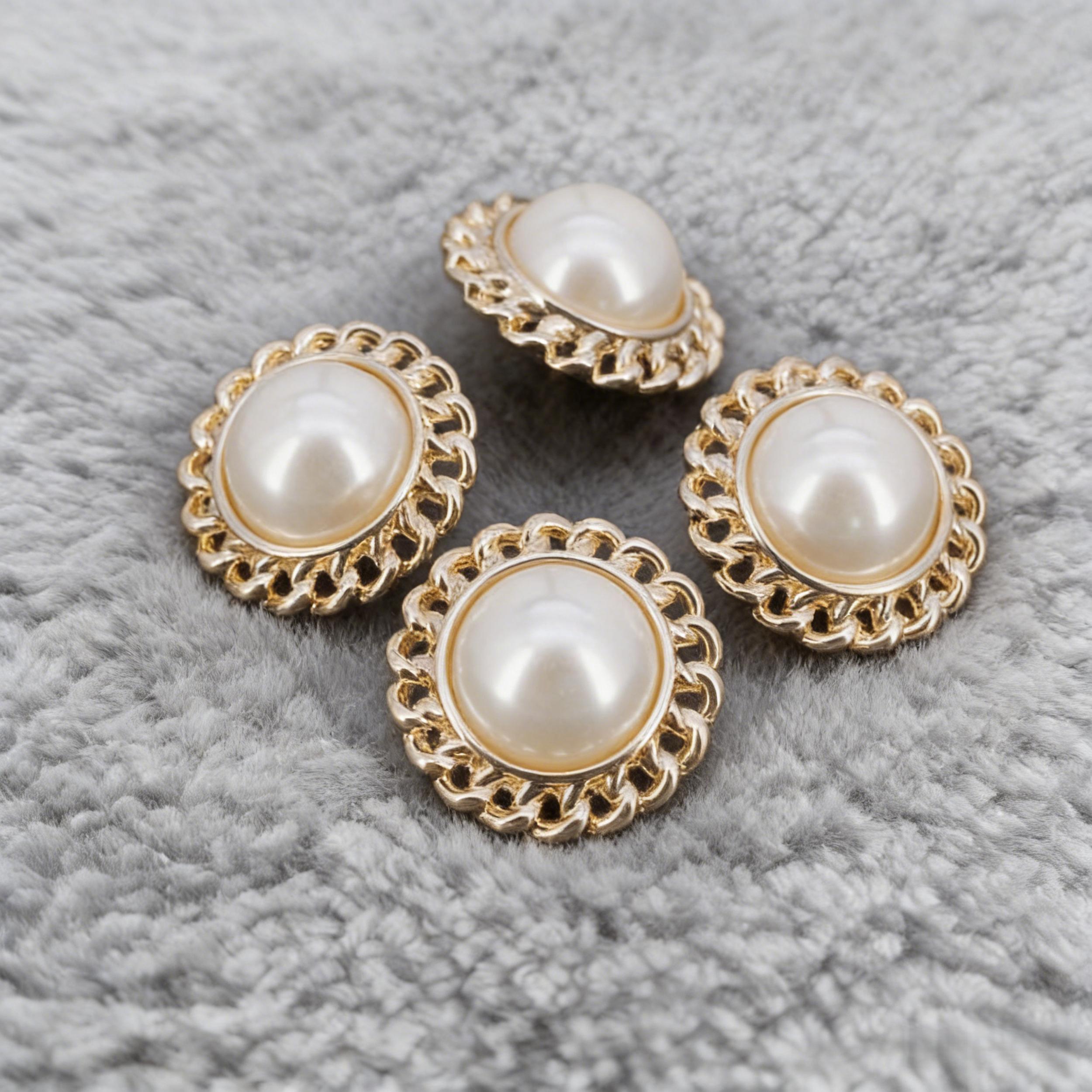 Gold Pearl Button Vintage Style | Round Pearl Sewing Button | Elegant ...