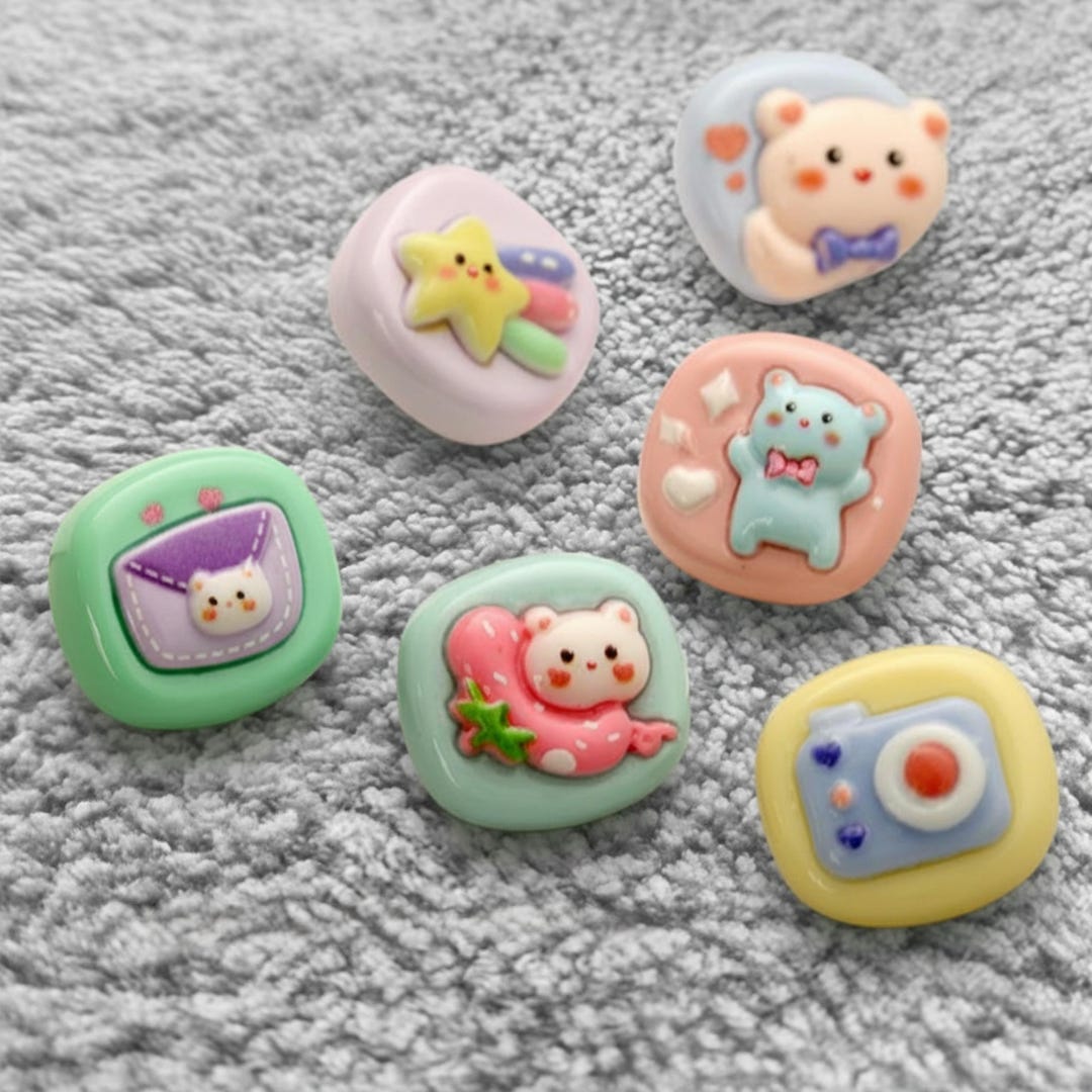 Kawaii Resin Buttons Cute Bear Star Camera Sewing Scrapbooking Craft ...
