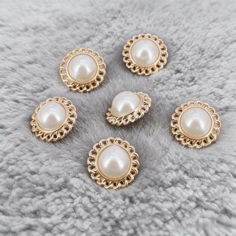 Gold Pearl Button Vintage Style | Round Pearl Sewing Button | Elegant ...