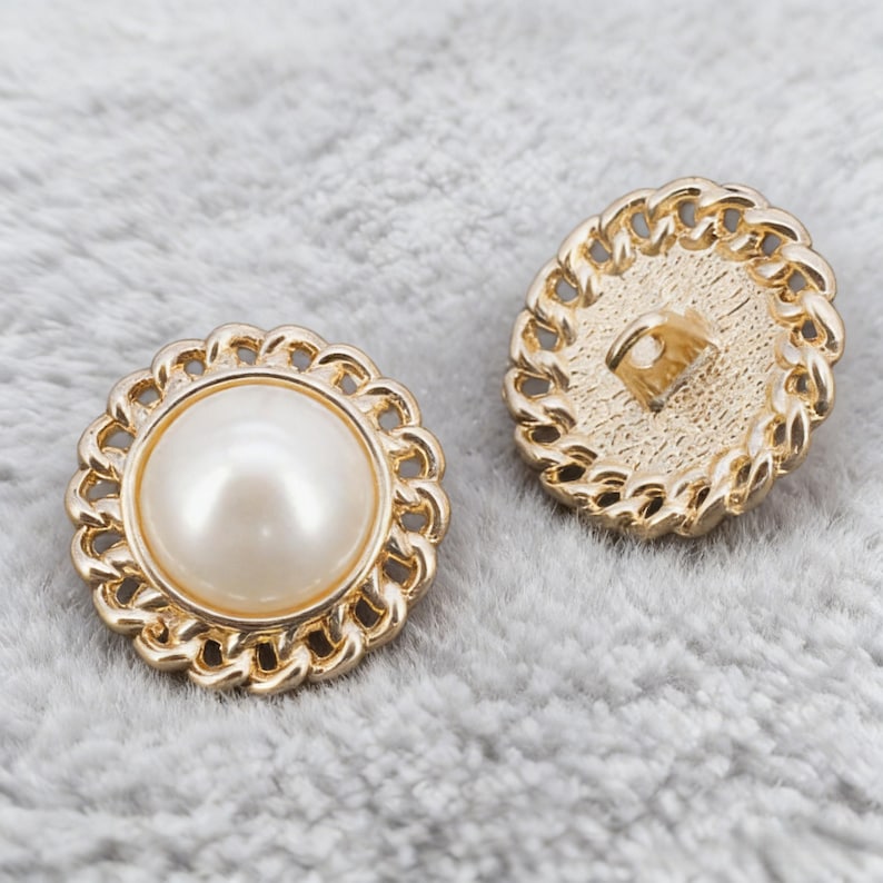 Gold Pearl Button Vintage Style | Round Pearl Sewing Button | Elegant ...