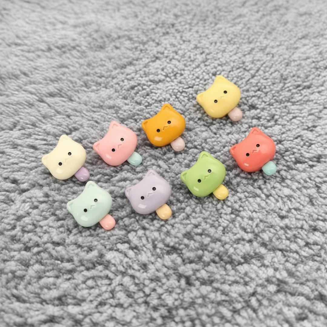Cute Cat Resin Buttons Set – Kawaii Animal Sewing Buttons, Pastel ...