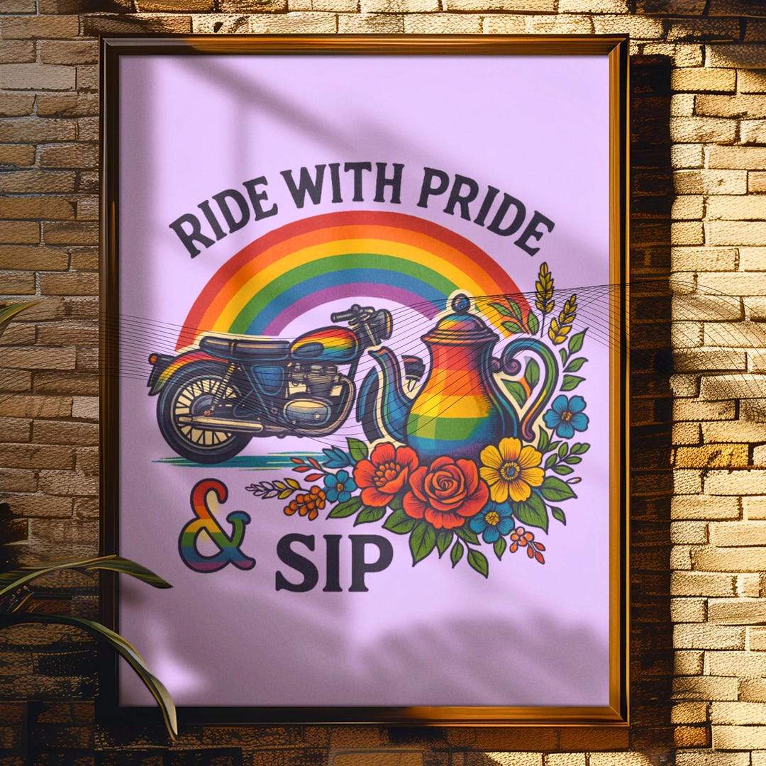 Retro Rainbow Motorcycle Teapot PNG Clipart: Ride With Pride (digital ...