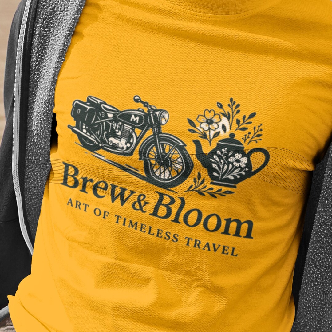 Brew/ Bloom Motorcycle & Teapot PNG | Vintage Floral Cafe Graphic for T ...