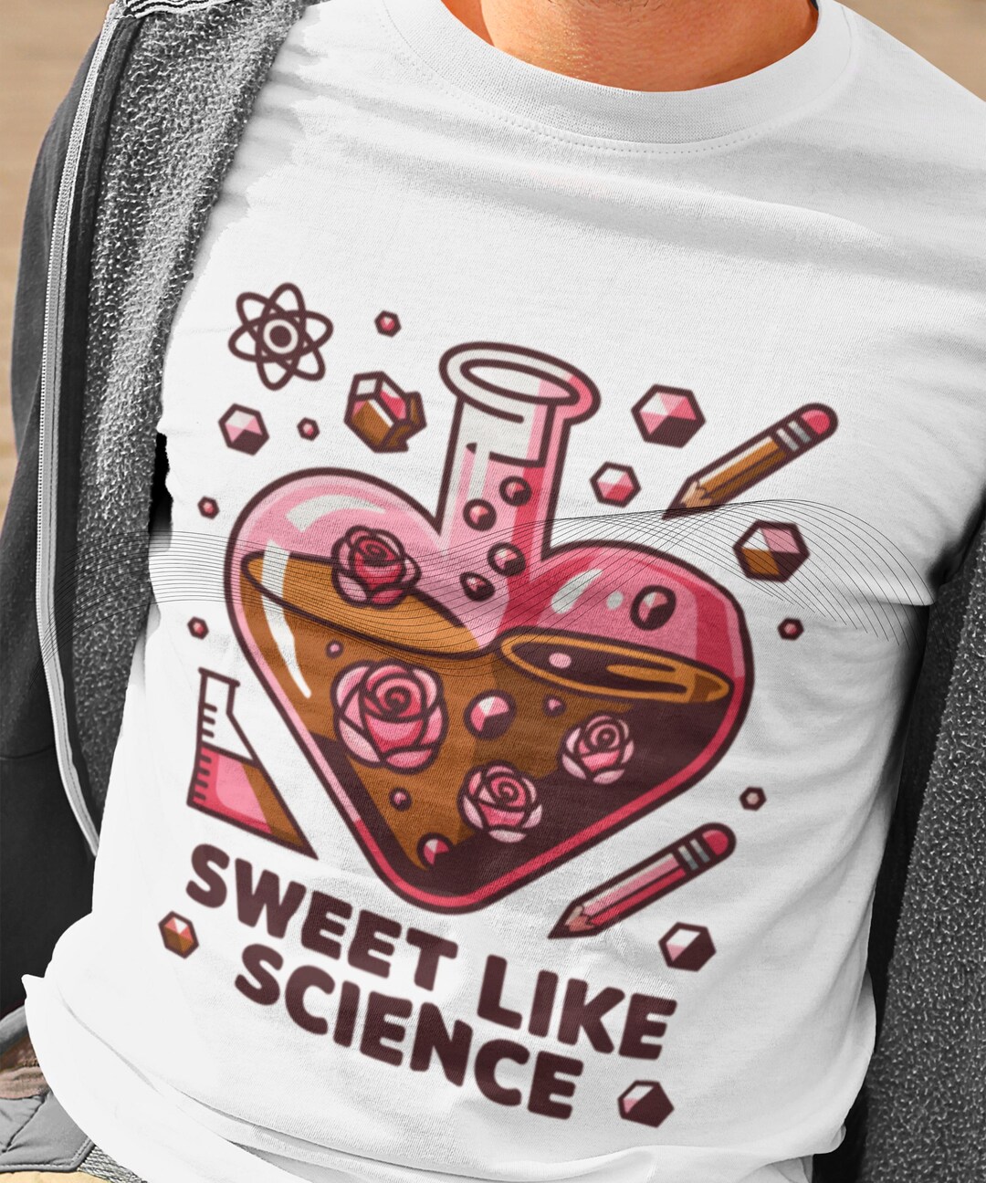 Sweet Like Science PNG | Cute STEM Valentine Heart Beaker Clipart for ...