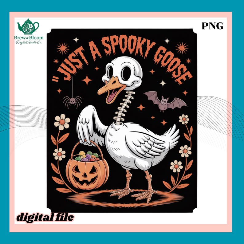Spooky Goose Halloween Clipart PNG: Skeleton Goose, Candy Bucket ...