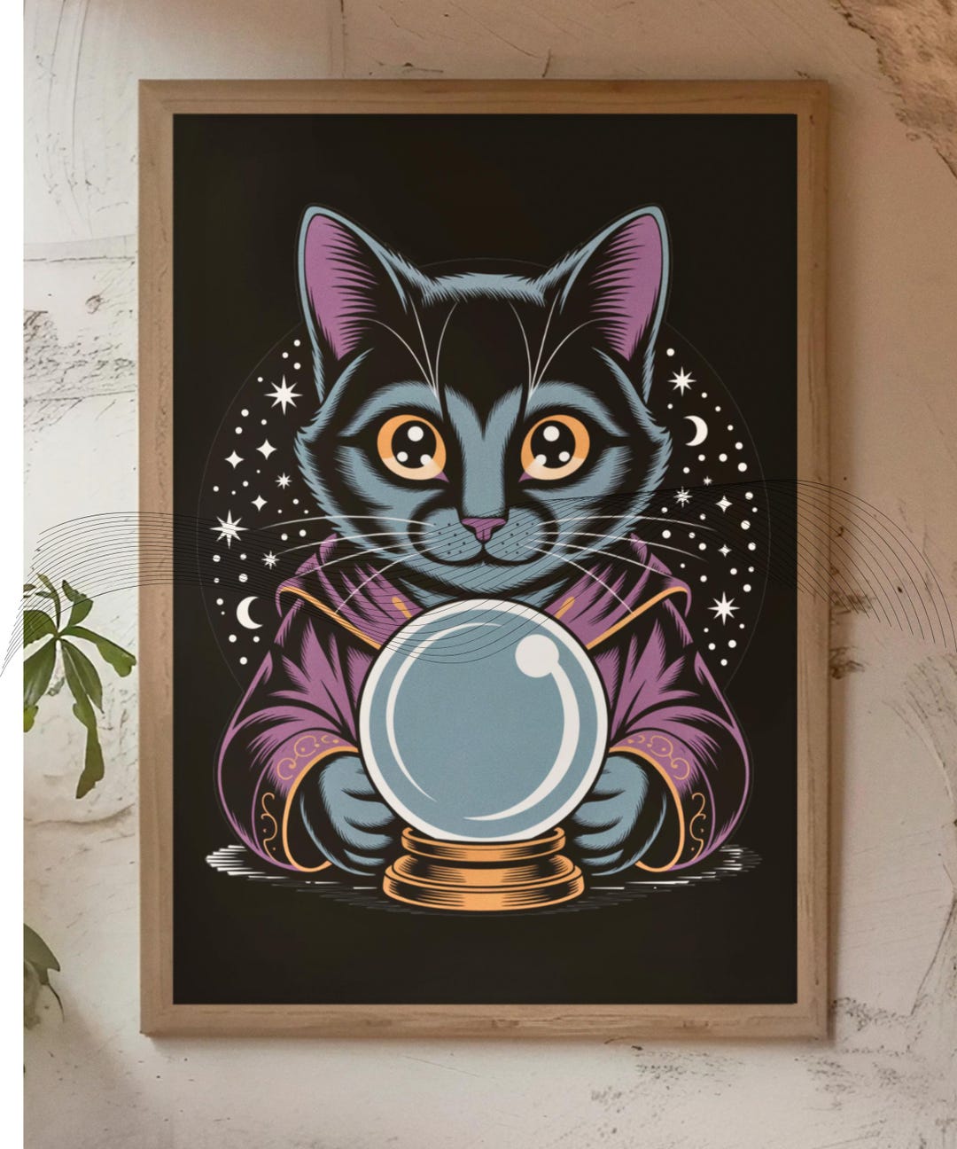 Fortune Teller Black Cat PNG | Crystal Ball Clipart (digital Download ...