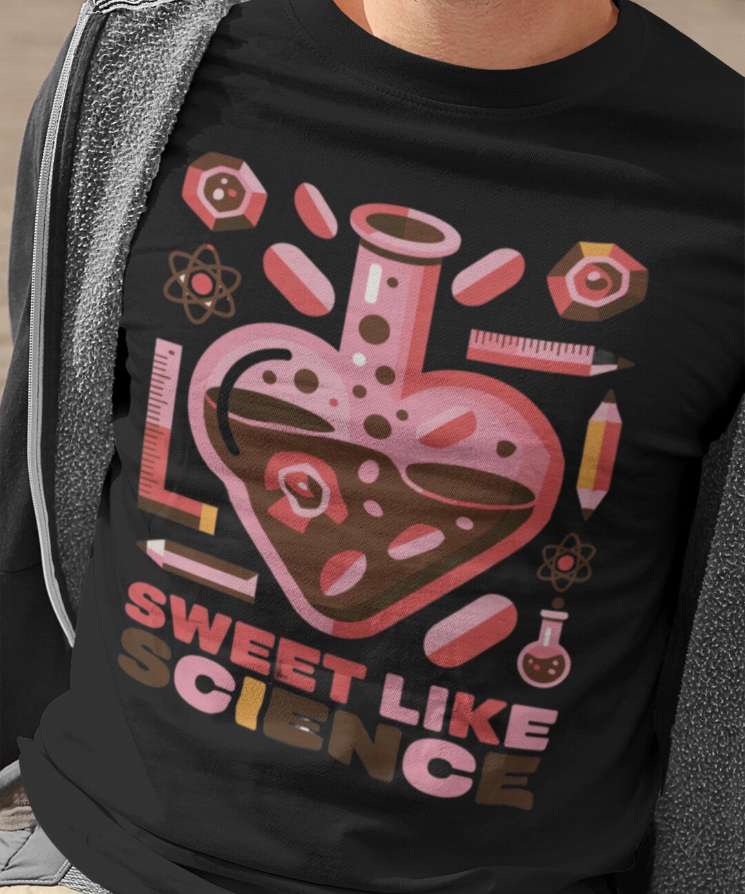 Sweet Like Science PNG | Cute STEM Valentine Heart Beaker Clipart for ...