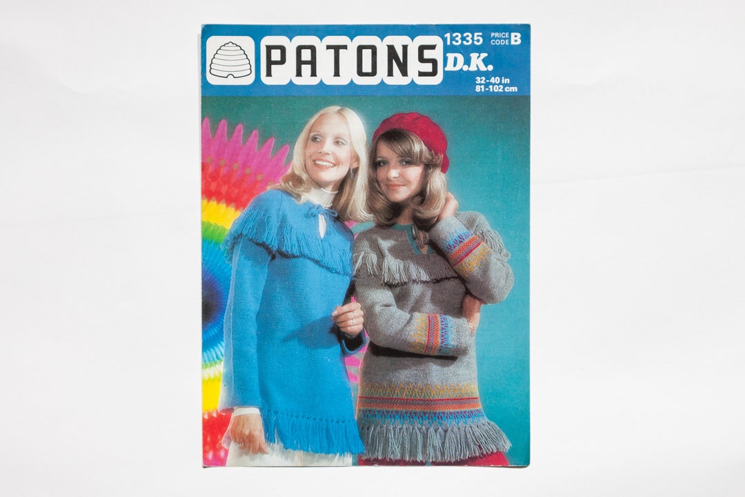 Patons Fringed Jumper Knitting Pattern, 1970s - Etsy