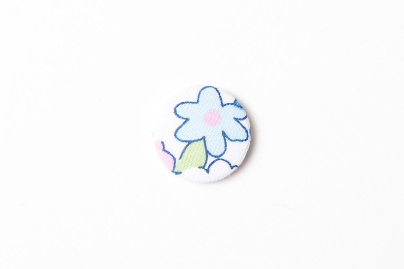 Pastel Blue and Pink Flowers A Badge / Pinback Button Made From Vintage ...