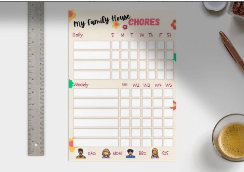 My Family House Chores Planner - Etsy