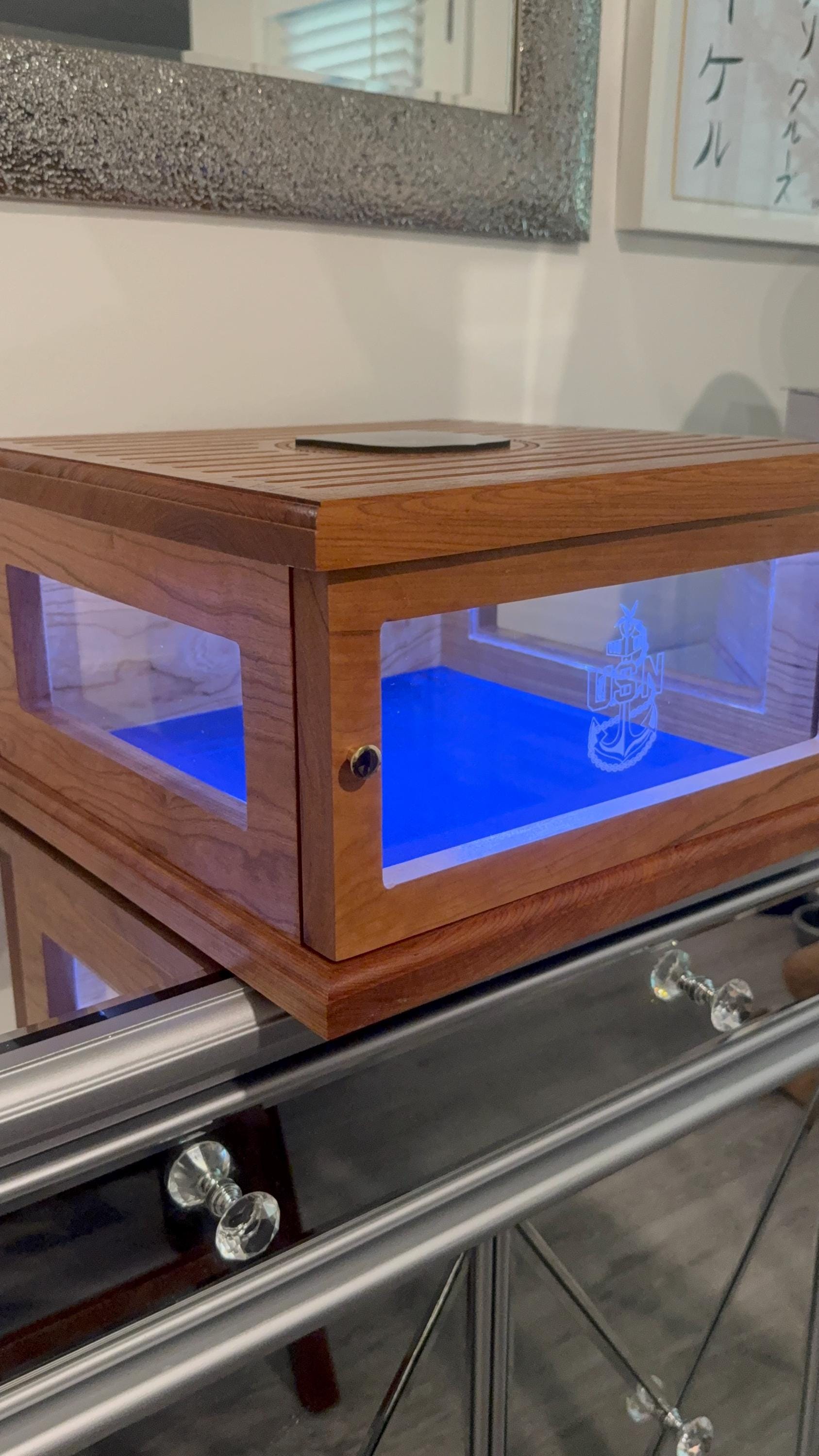 Custom Engraved Military Hat Box: Navy Chief Retirement Gift With LED ...