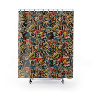Retro Comic Superhero Shower Curtain: Fun Kids Bathroom Decor - Etsy