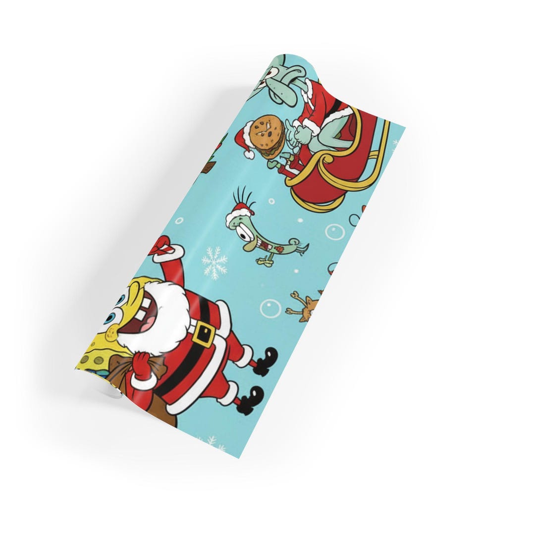 Spongebob Holiday Gift Wrapping Paper, Festive Christmas Wrap, Cartoon ...
