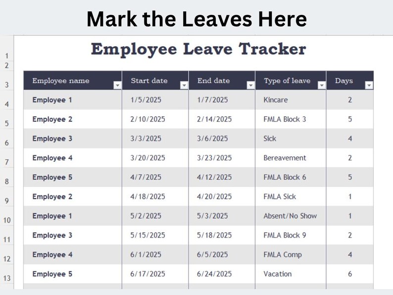 Employee Leave Tracker Excel Template | HR Leave Management | PTO ...