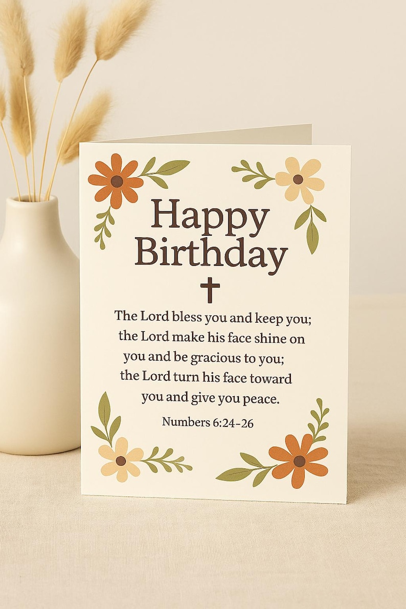 Christian Birthday Card Printable: Bible Verse Blessing (PDF Download ...