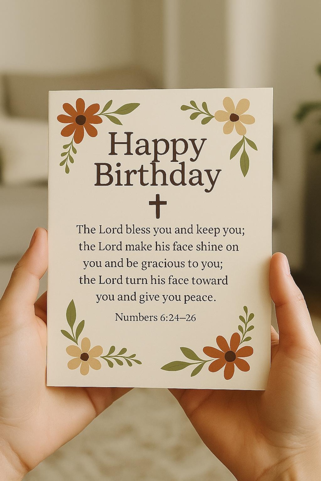 Christian Birthday Card Printable: Bible Verse Blessing (PDF Download ...