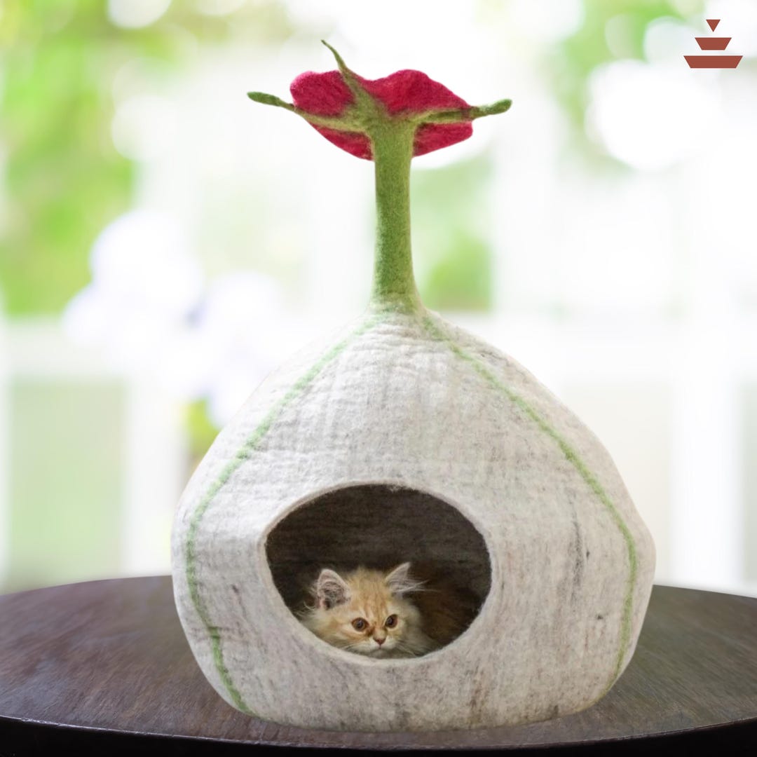 Marine Felt Cat Cave Bed: Handmade New Zealand Wool Cat Pod - Etsy