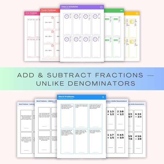 Grade 5 Fractions Worksheet Add Mixed Numbers Unlike Denominators