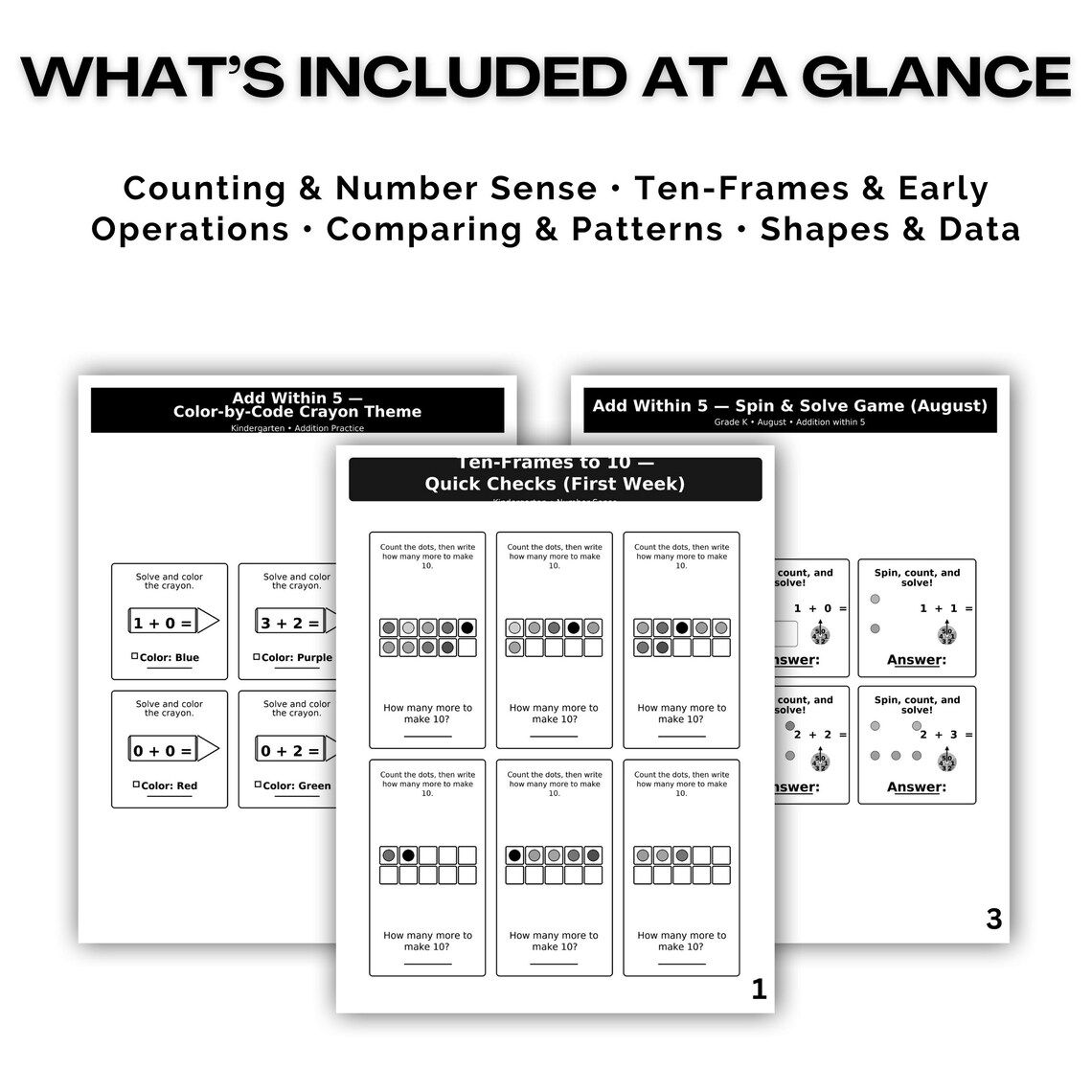 August Math Kindergarten Worksheets | Back-to-school Printable ...