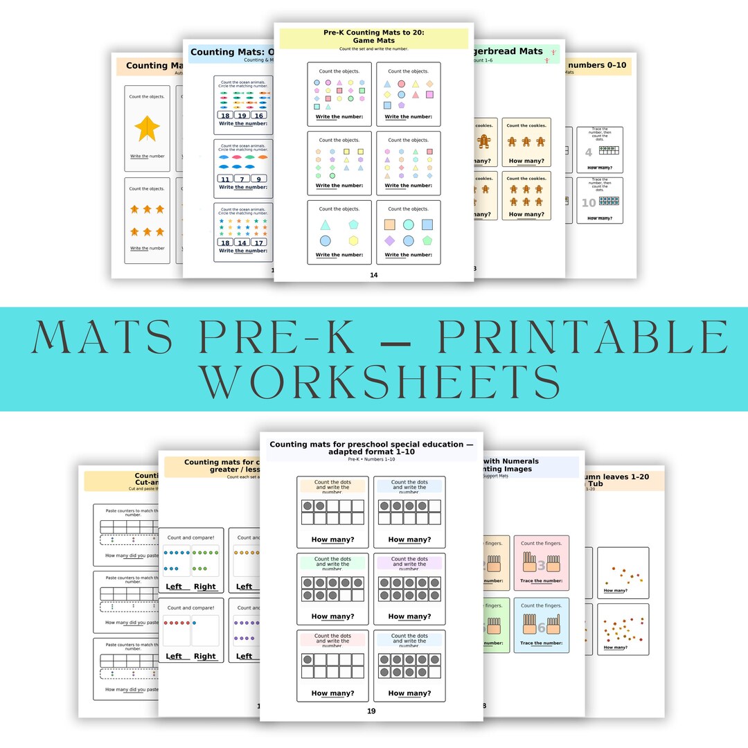 Pre-k Counting Mats: Ten-frame 1-20, Playdough Math Centers (PDF ...