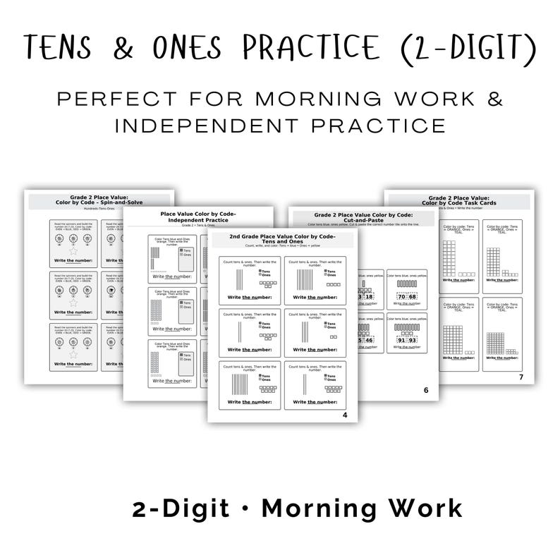 2nd Grade Place Value Color by Code Printable Worksheets – Tens & Ones ...