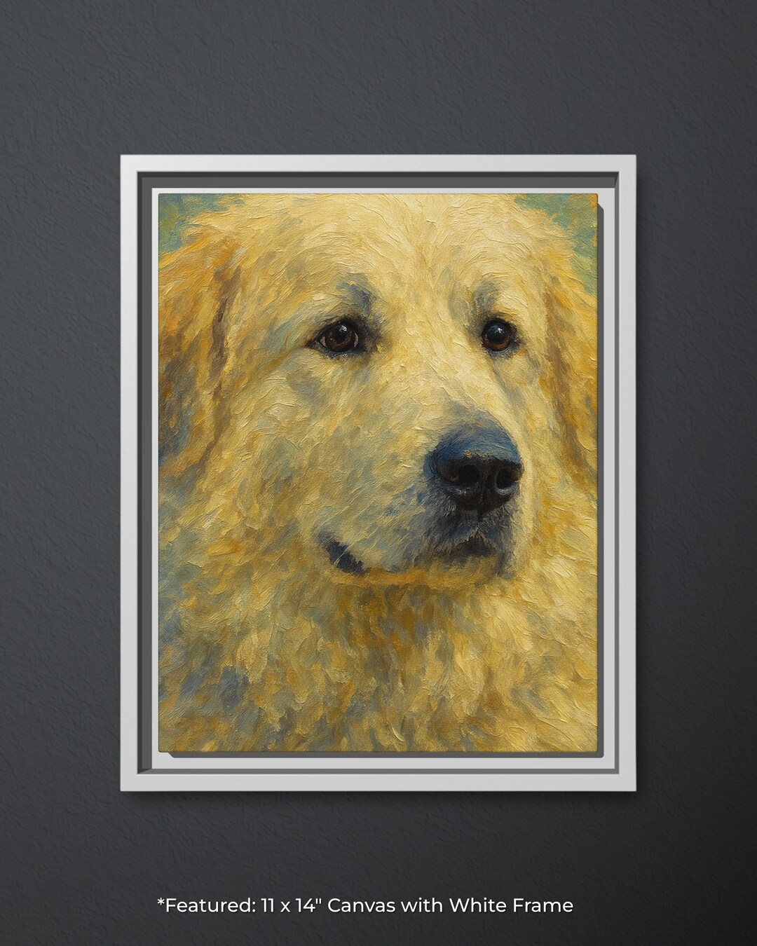 Great Pyrenees Dog Pet Portrait Canvas Artwork - Impressionist Oil ...