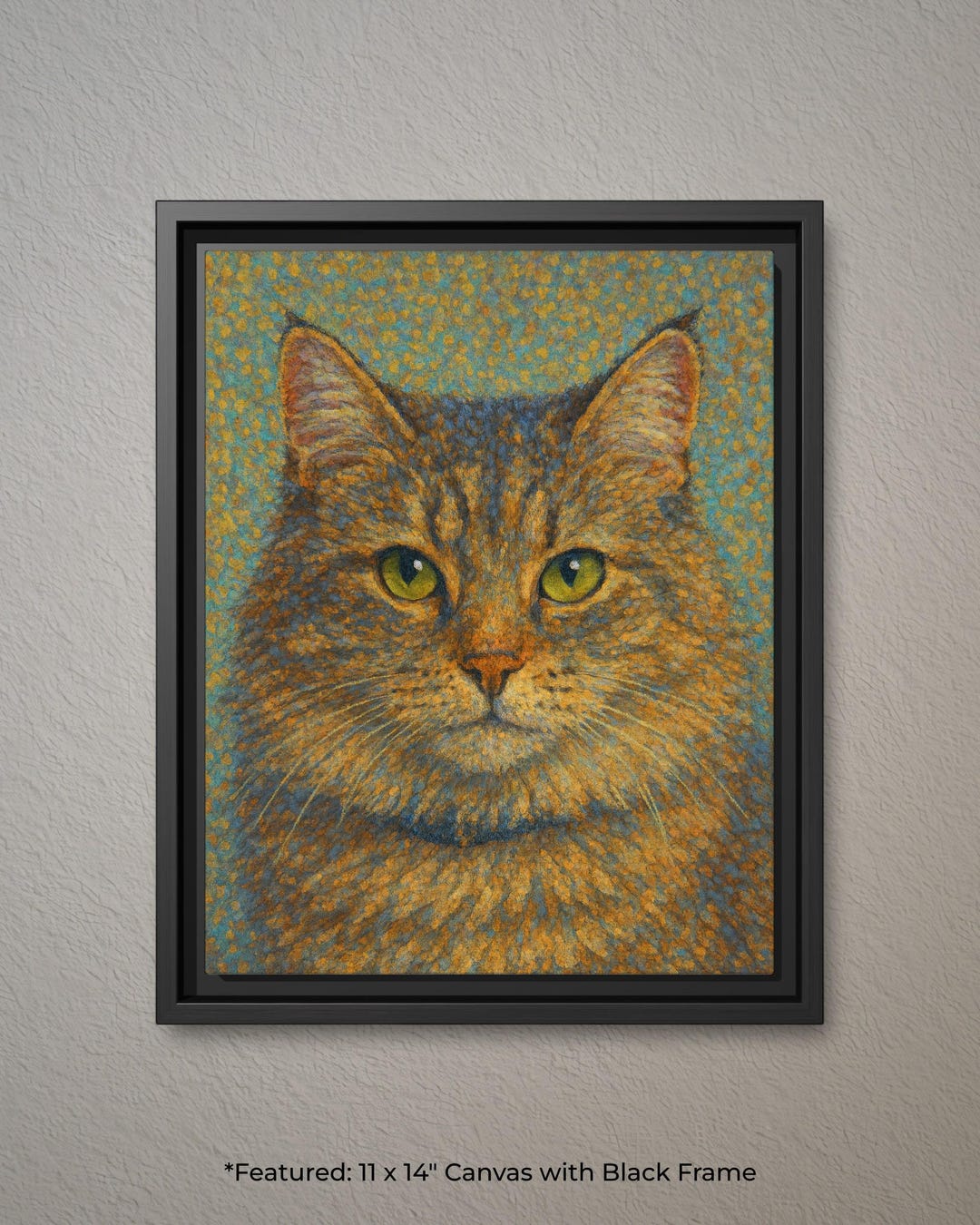 Siberian Cat Pet Portrait Canvas Artwork - Pointillism Inspired Home ...