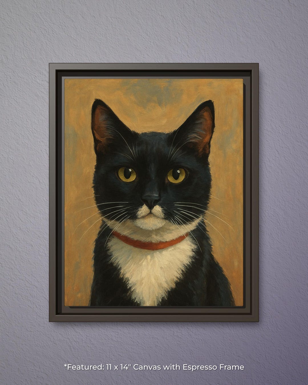Tuxedo Cat Pet Portrait Canvas Artwork - Gouache Poster Illustration ...