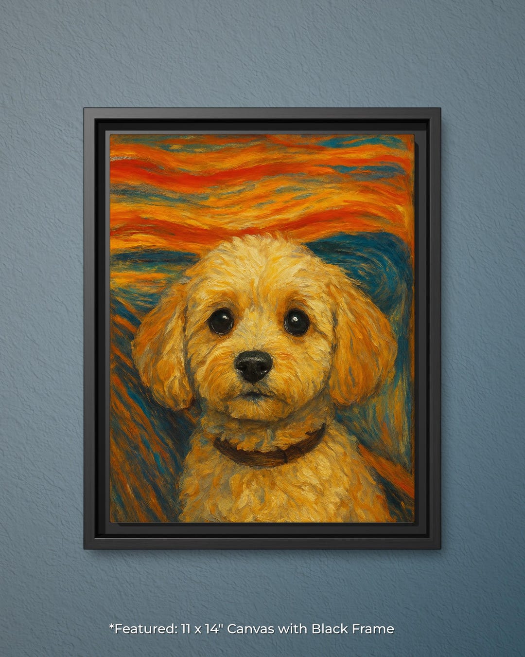 Maltipoo Dog Pet Portrait Canvas Artwork - Edvard Munch Inspired Home ...