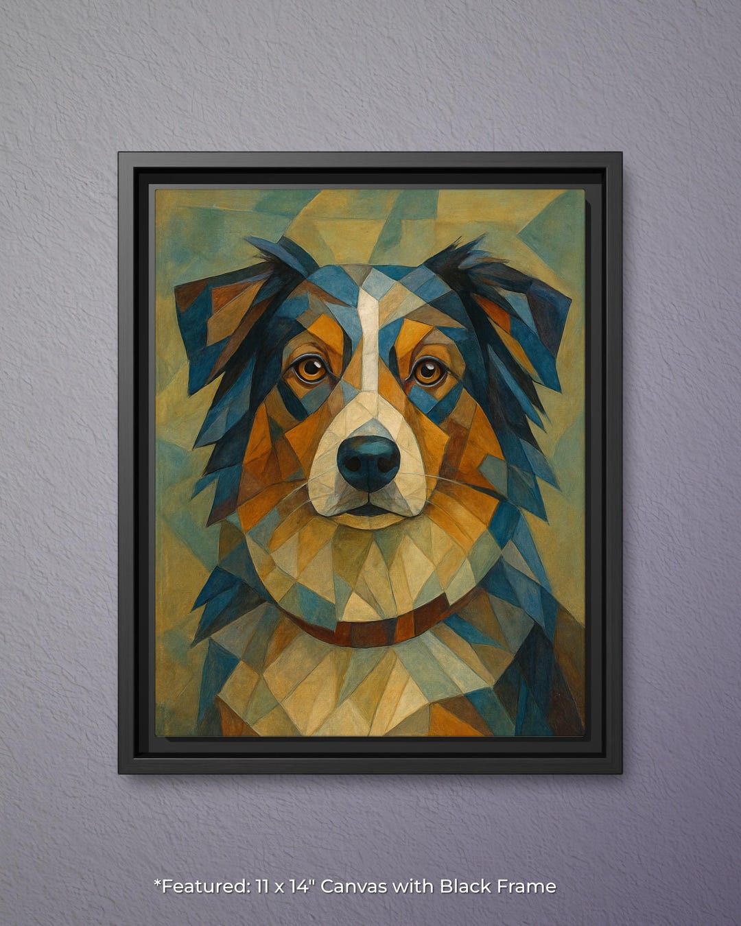 Australian Shepherd Dog Pet Portrait Canvas Artwork - Cubist ...