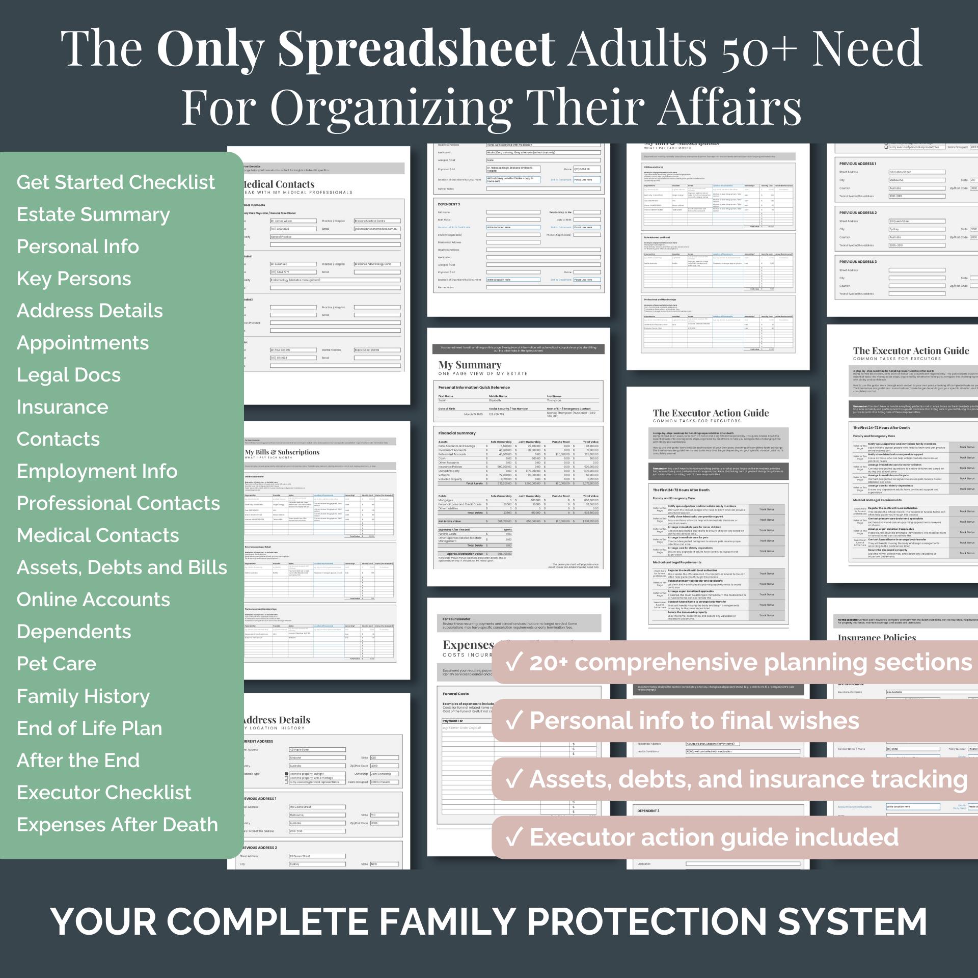 End of Life Planner: Google Sheets Estate Organizer (digital Download ...