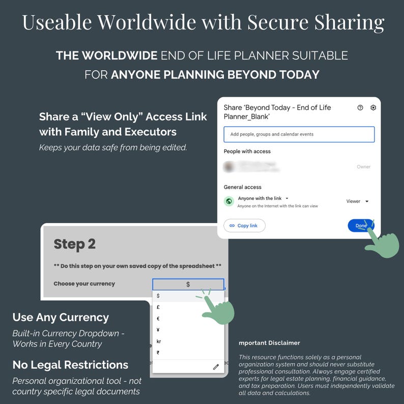 End of Life Planner: Google Sheets Estate Organizer (digital Download) Last Wishes Legacy ...