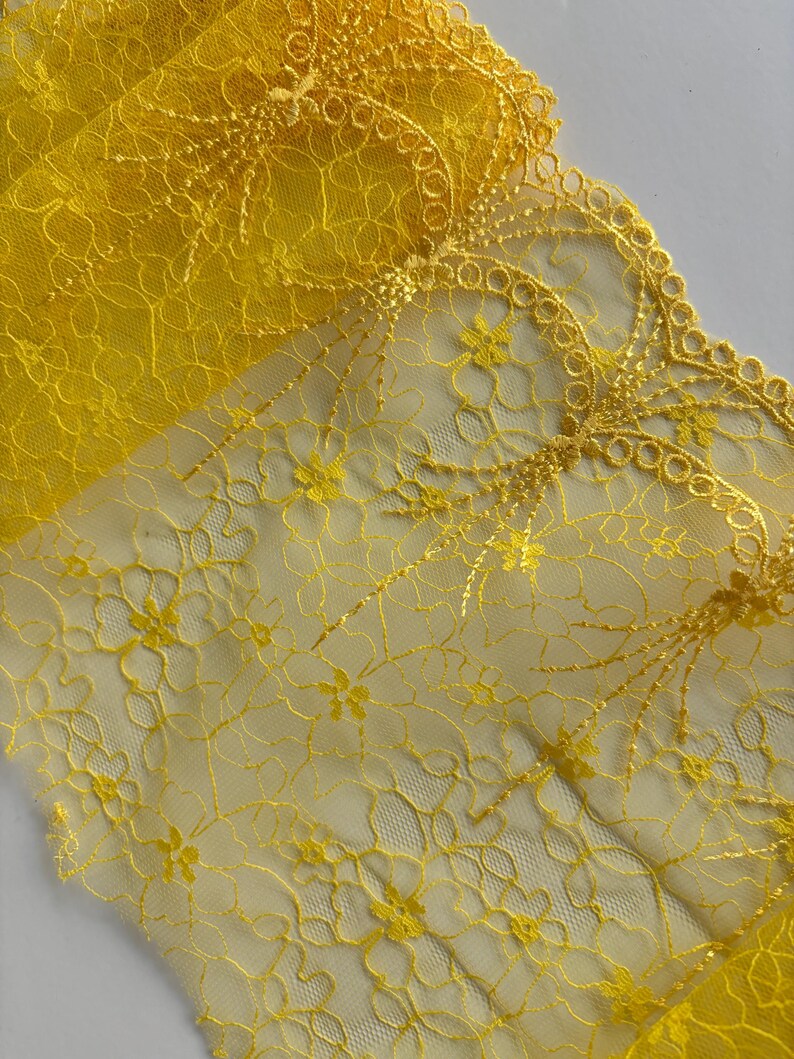 Yellow Non-stretch Lace Trim 7 Inch/18 Cm Wide, Floral Lace Fabric for ...