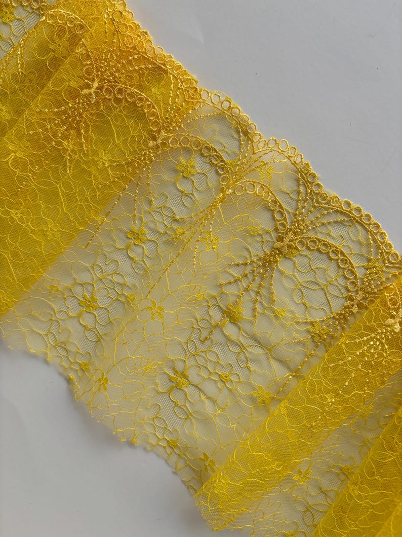Yellow Non-stretch Lace Trim 7 Inch/18 Cm Wide, Floral Lace Fabric for ...
