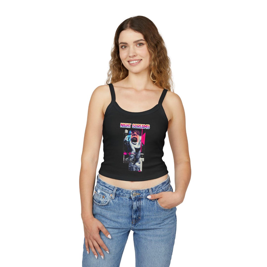 Night Screams Horror Graphic Crop Cami - Women Dark Aesthetic Alt ...
